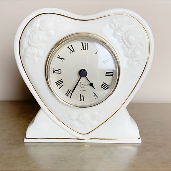 Lenox | Accents | Vintage Lenox Embossed Rose Heart Mantel Clock 24k ...